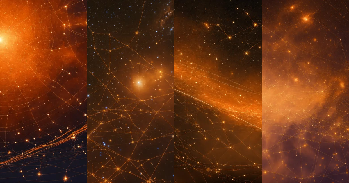 Lexica - Orange constellation of stars joined by lines