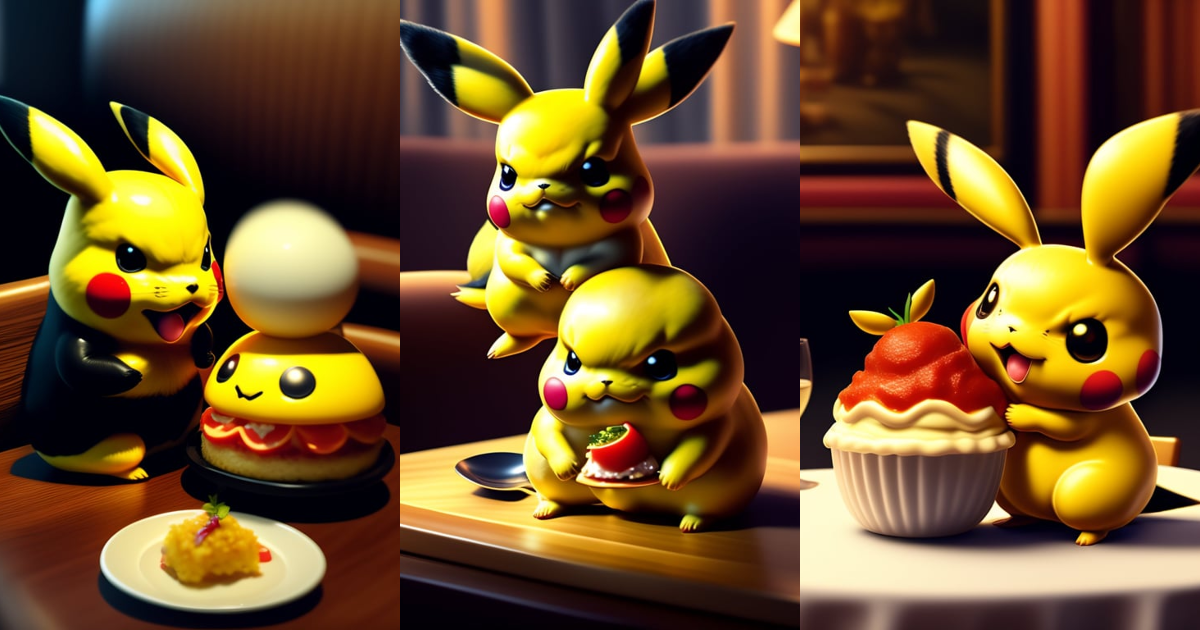 Lexica - Pikachu eating another pikachu in a fine dining restaurant