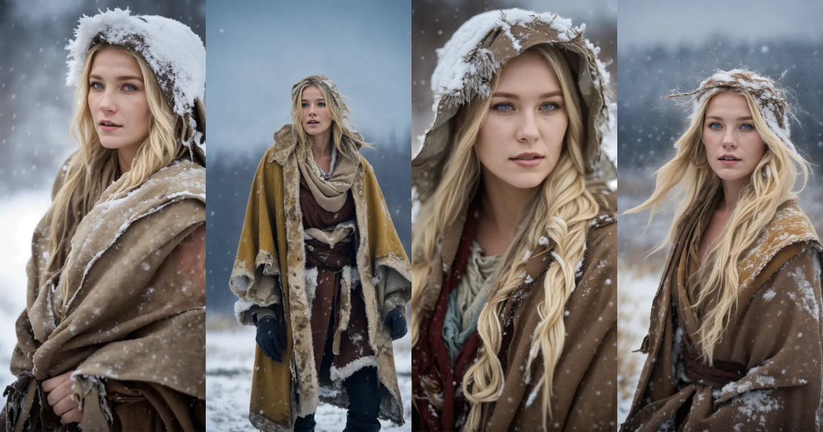 Lexica - An Anglo-Saxon beautiful blonde woman in tattered rags braving ...