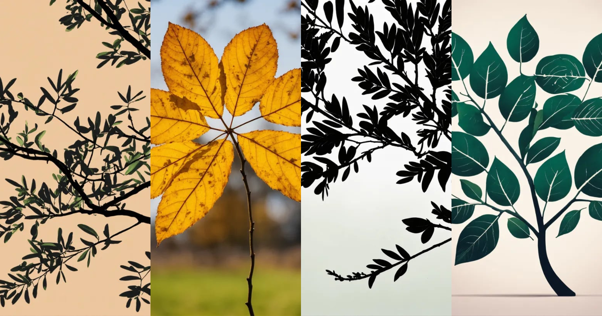 Lexica - Branch pictogram with leaves with white background