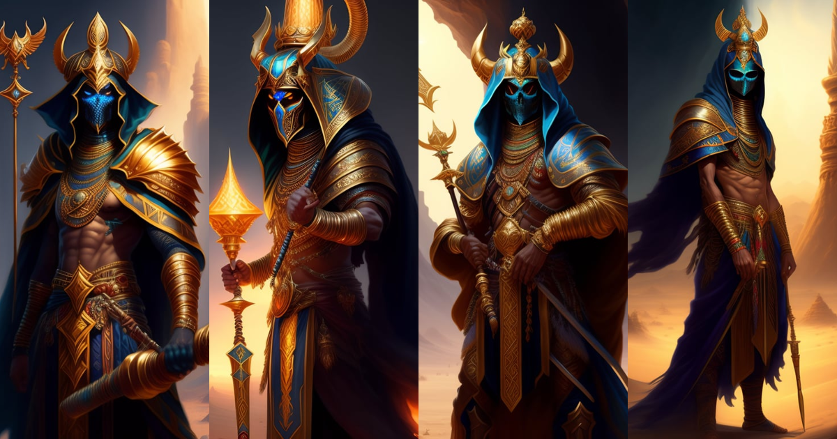 Lexica - An undead desert lich pharaoh, holding a cobra head staff ...