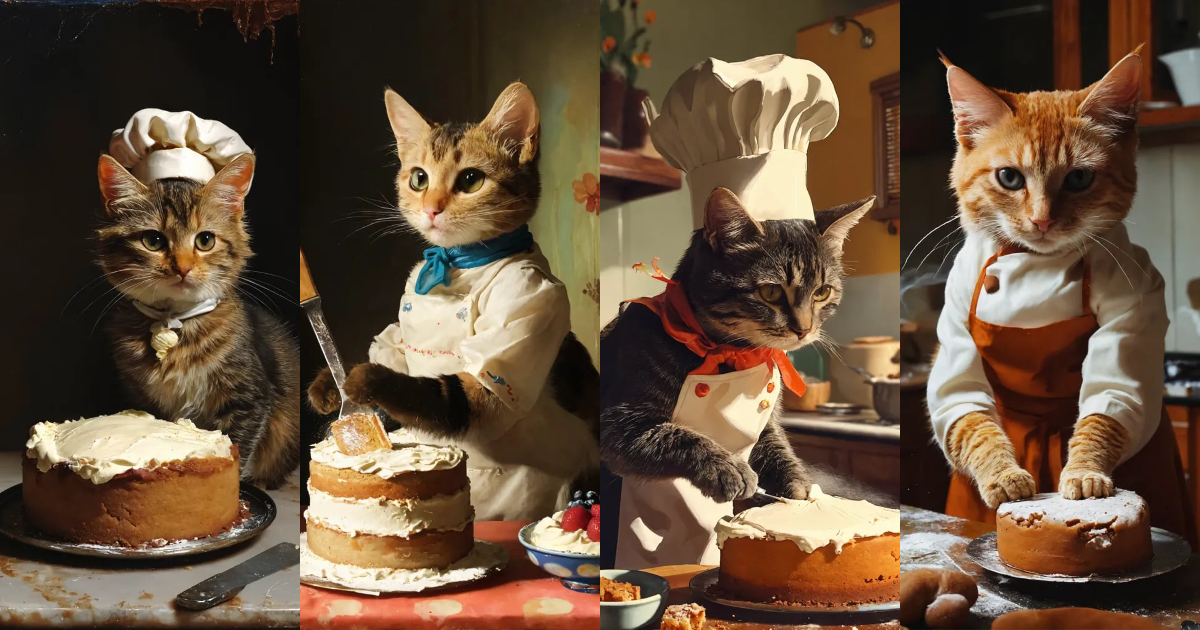 Lexica - Cat baking a cake