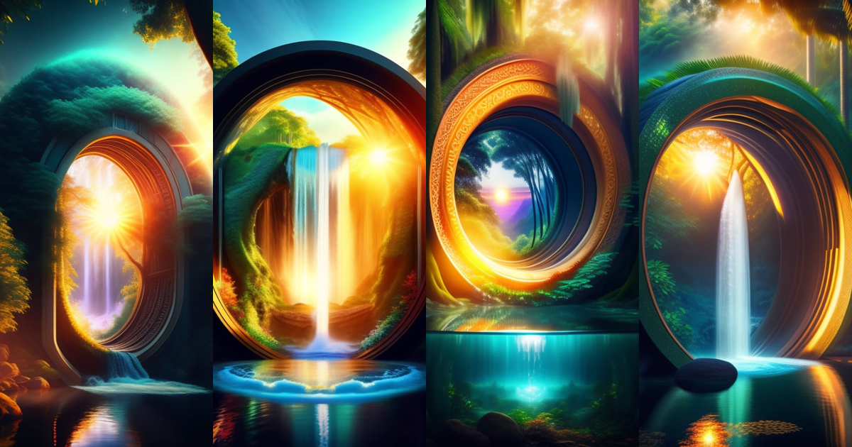 Lexica - Stargate portal full of water bursting to another dimension ...