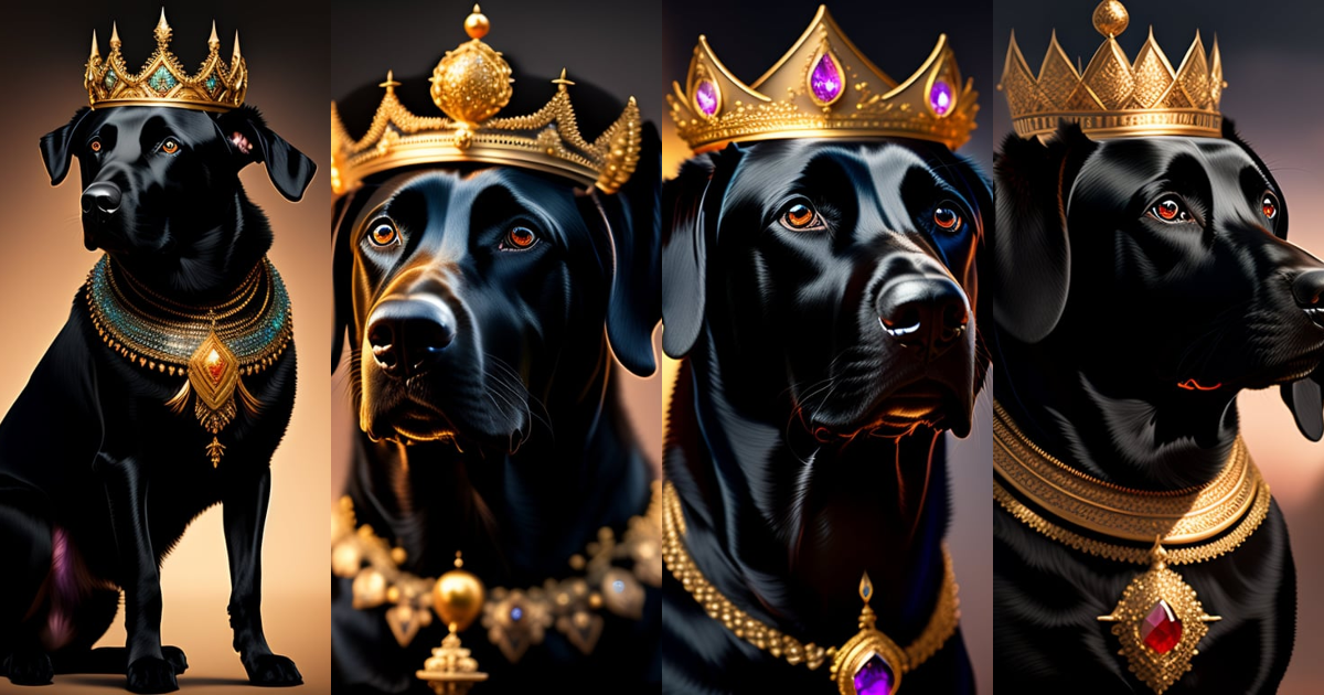 Lexica - A Black Labrador Dog with jeweled crown, gemstone, by greg ...