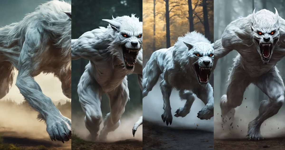 Lexica - Terrifying White SKINWALKER Running In Ultra Realistic Style