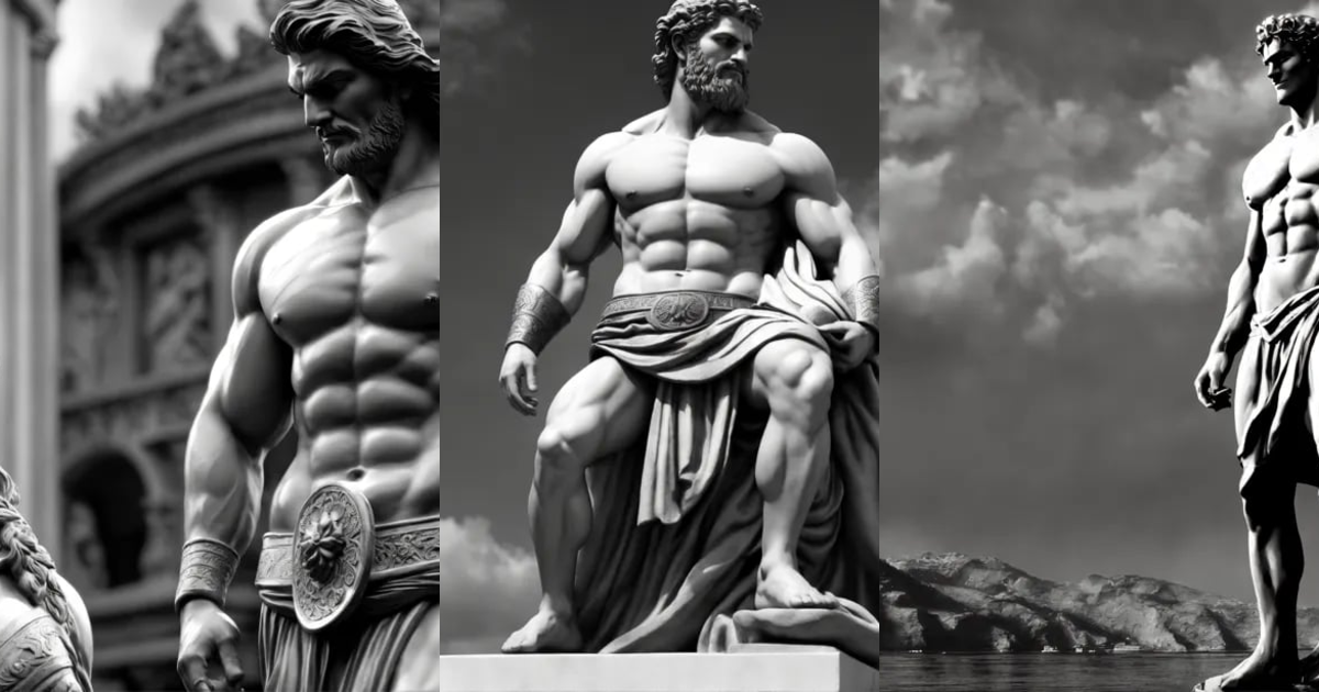 Lexica - Greek statue strong man standing with wicked smirk sideways ...