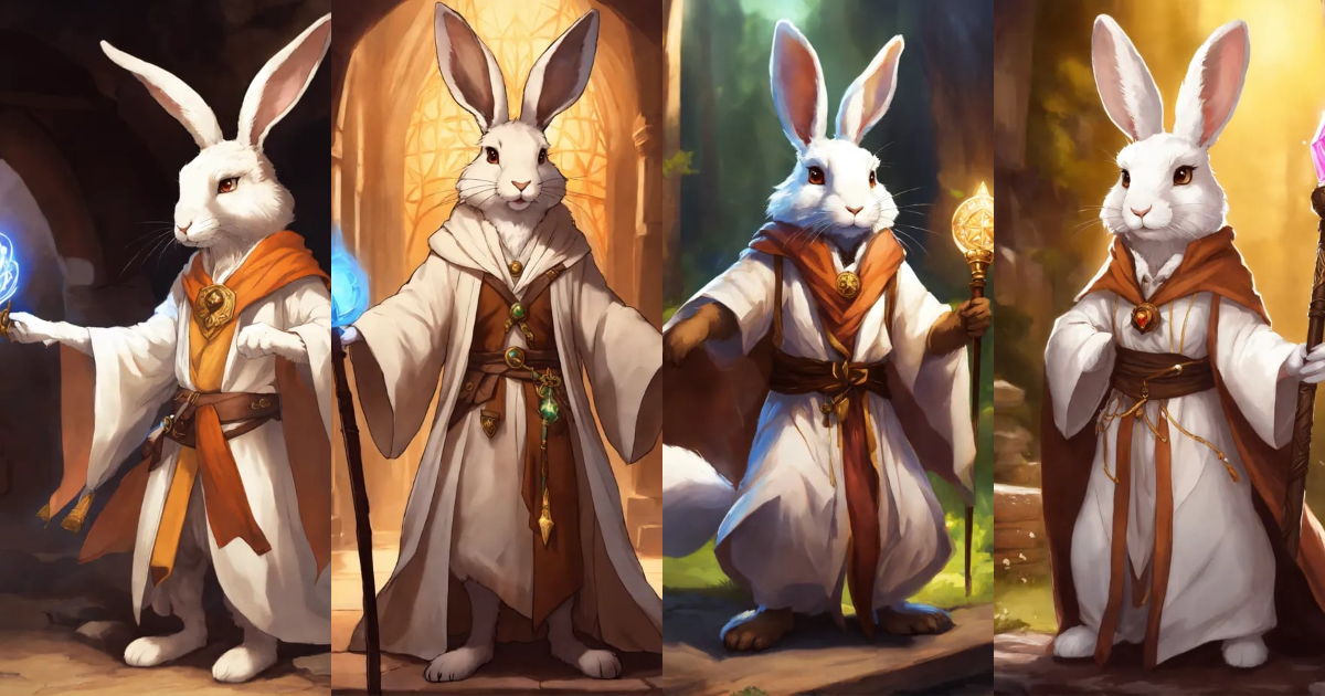 Lexica - Beautiful art, hare wizard, rabbit wizard, white robe, brown ...