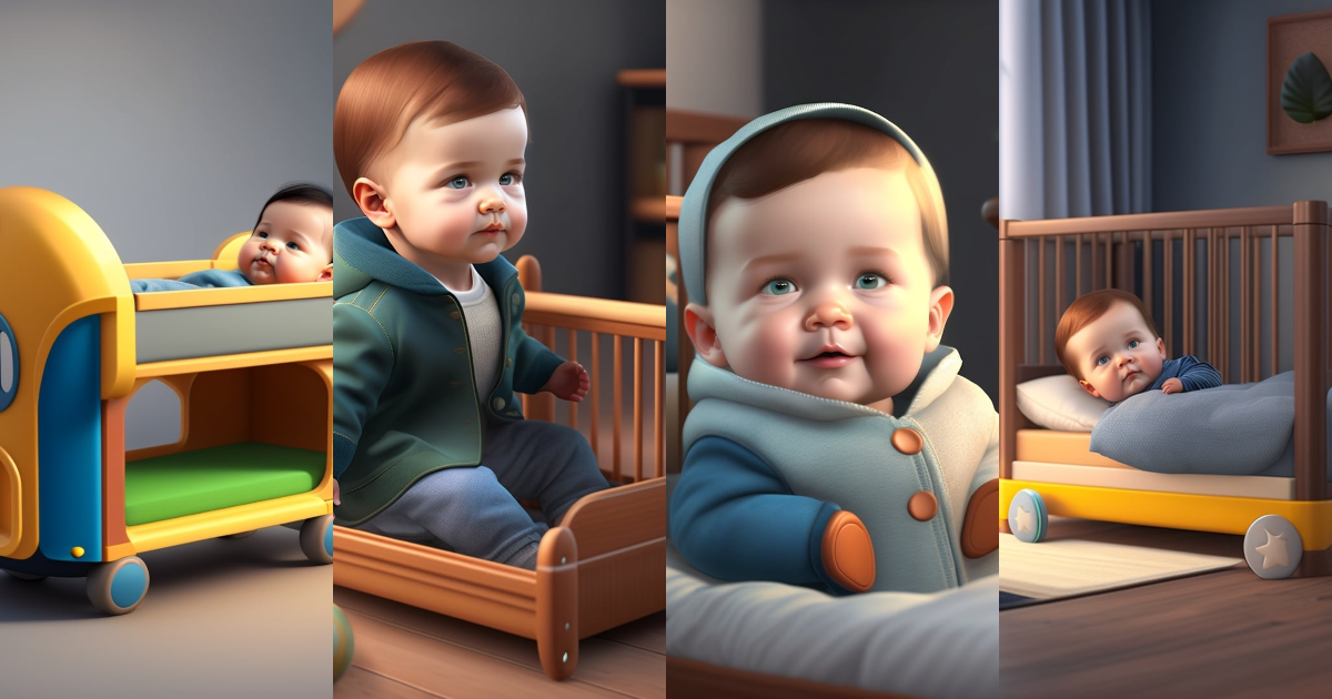 Lexica - Charming toddler, realistic, cinematic, simple cot