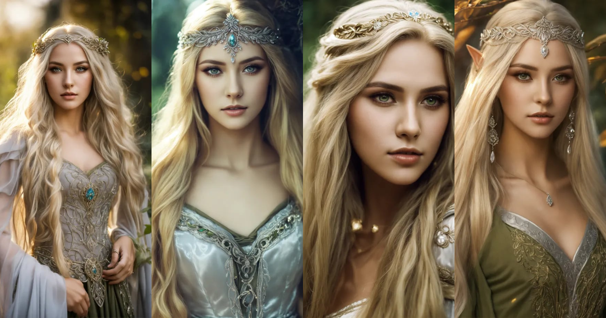 Lexica - Ethereally beautiful, elven woman, long blonde hair, silver ...
