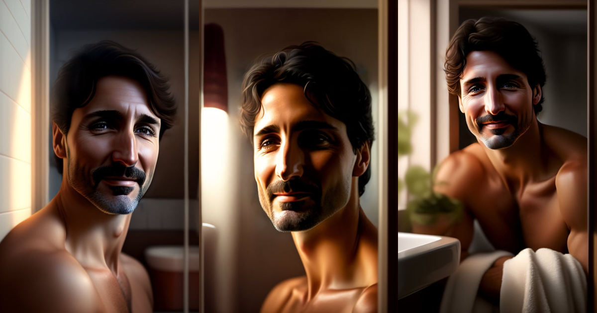 Lexica - An exhausted bald justin trudeau in his tiled bathroom, key ...