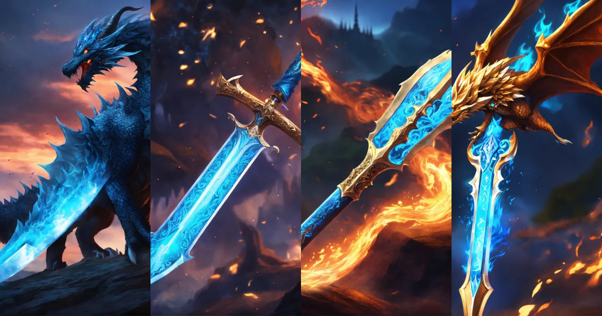 Lexica - A magic draconic blade made of azure flames.