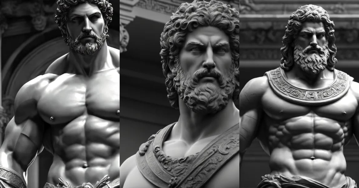 Lexica - Greek statue strong man standing with wicked smirk sideways ...