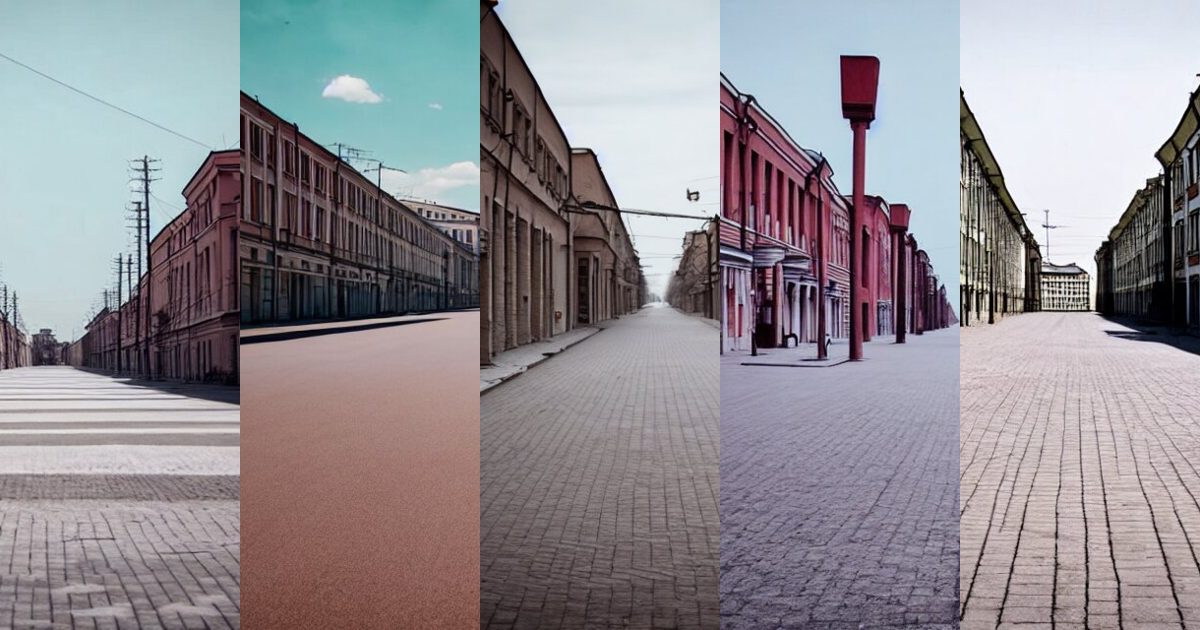 Lexica - Empty town street with identical soviet buildings. perfect ...
