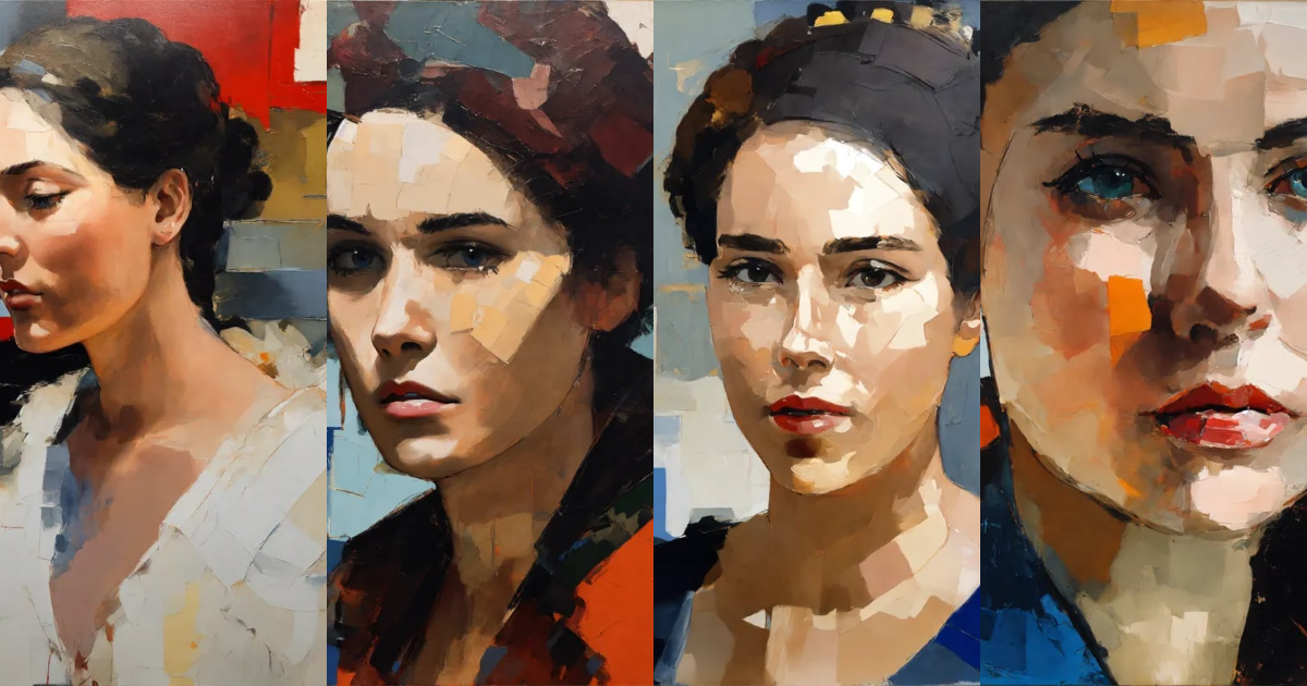 Lexica - Portrait woman, abstract, recusive art, oil painting ...