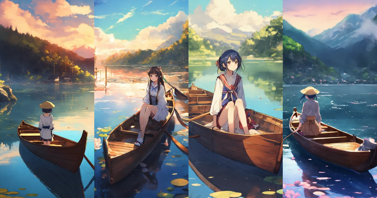 Lexica - Anime girl in boat on the lake
