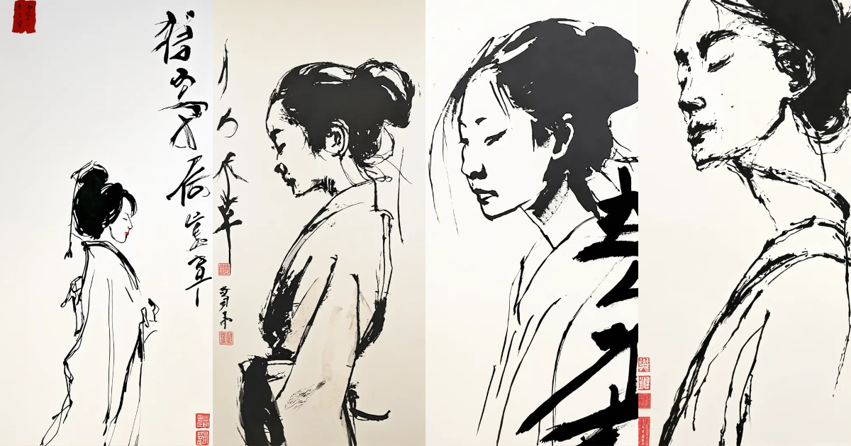Lexica - Single line Sumi-e (墨絵) painting, minimalistic single line ...