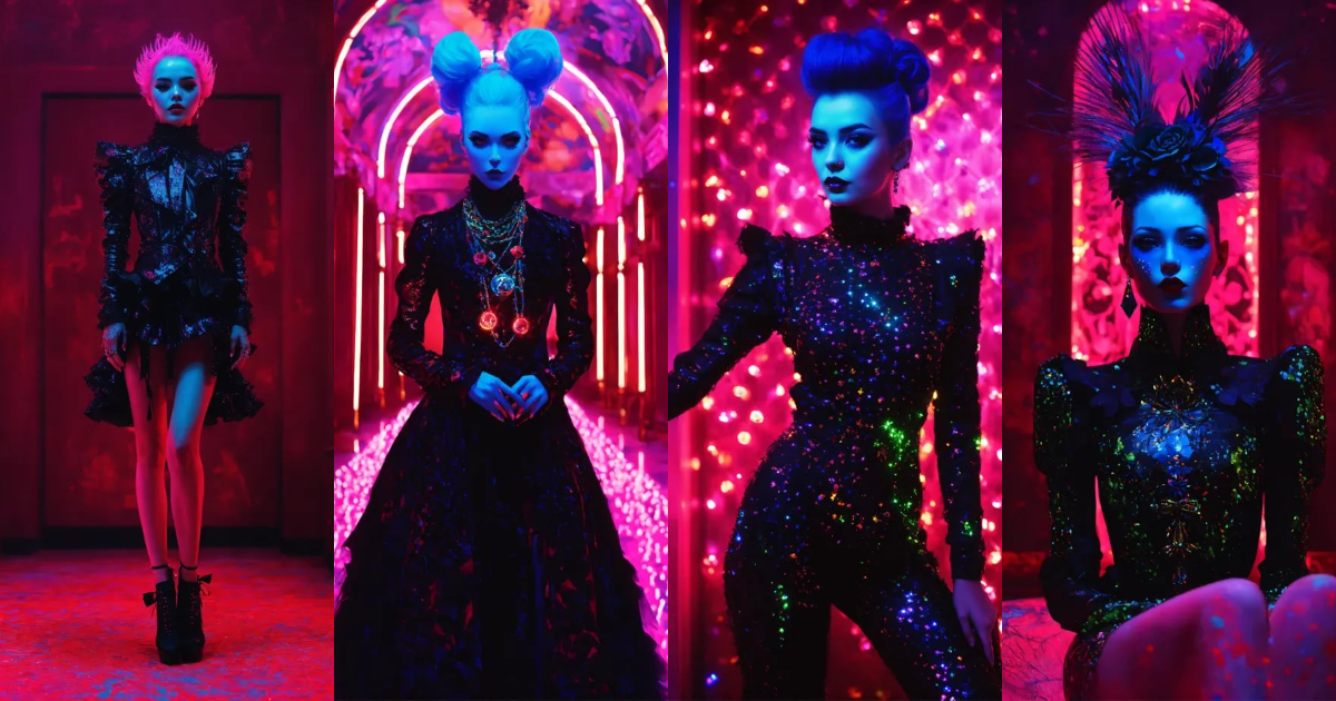 Lexica - Full body portrait Fashion, of Pinhead DMT black light glitter ...