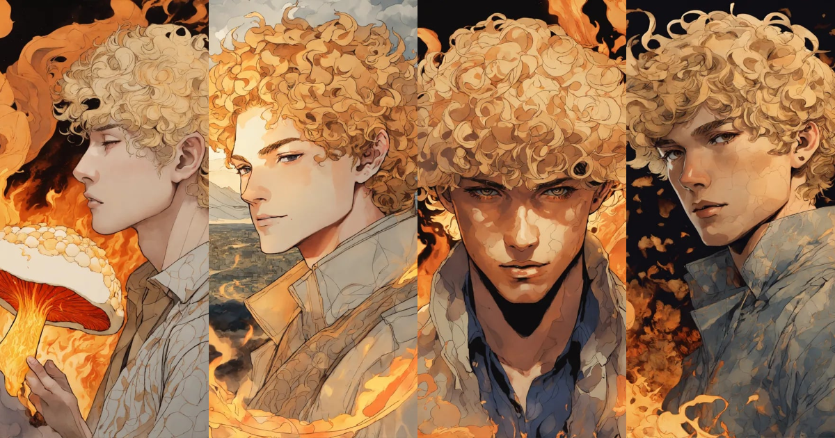 Lexica - A portrait. a Samari curly sandy blonde hair swirling into the ...