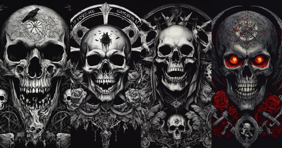 Lexica - Satanic symbols, angry vampire skull, crow, halloween, strange ...