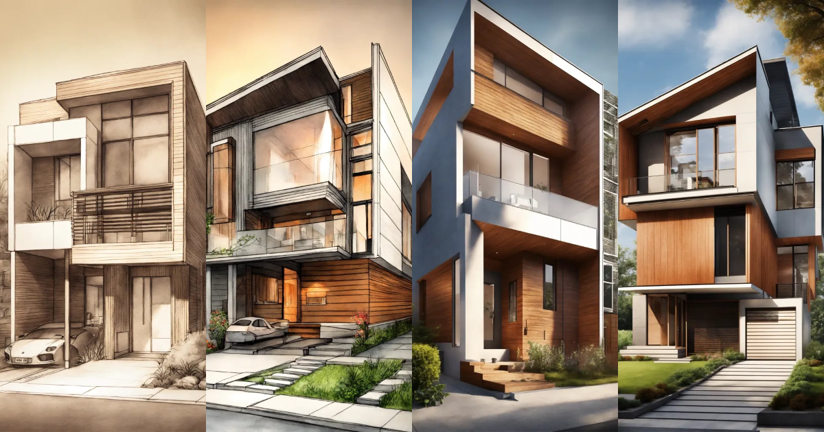 Lexica - Make a skatch of a modern house using pencil and paper