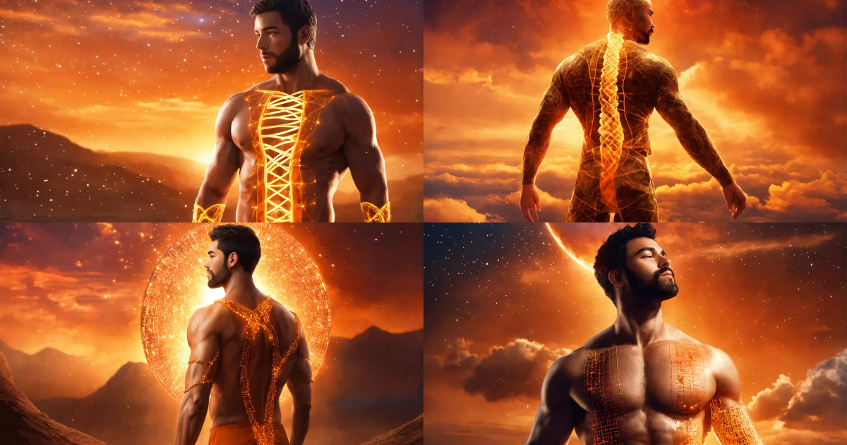 Lexica - Spiritual healing, well built man, open shirt, dna strands, 4k ...