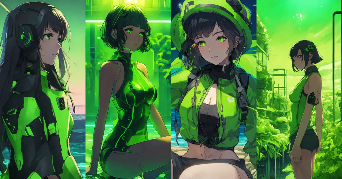 Lexica - Deep inside the green oxygen farm of a sea, anime female in ...