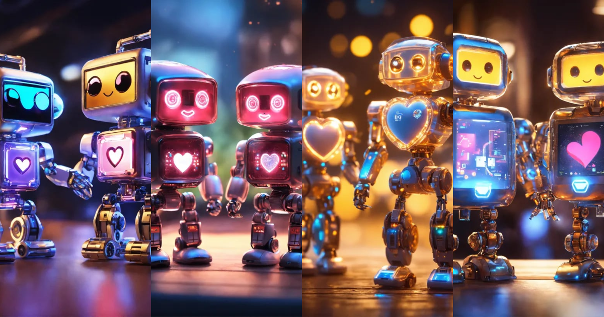 Lexica - Two adorable robots, two (tiny cute translucent polycarbonate ...