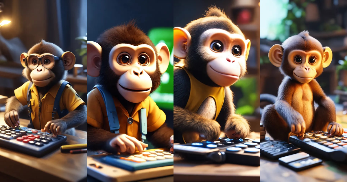 Lexica - A cute monkey using a calculator, doing math, stunning unreal ...