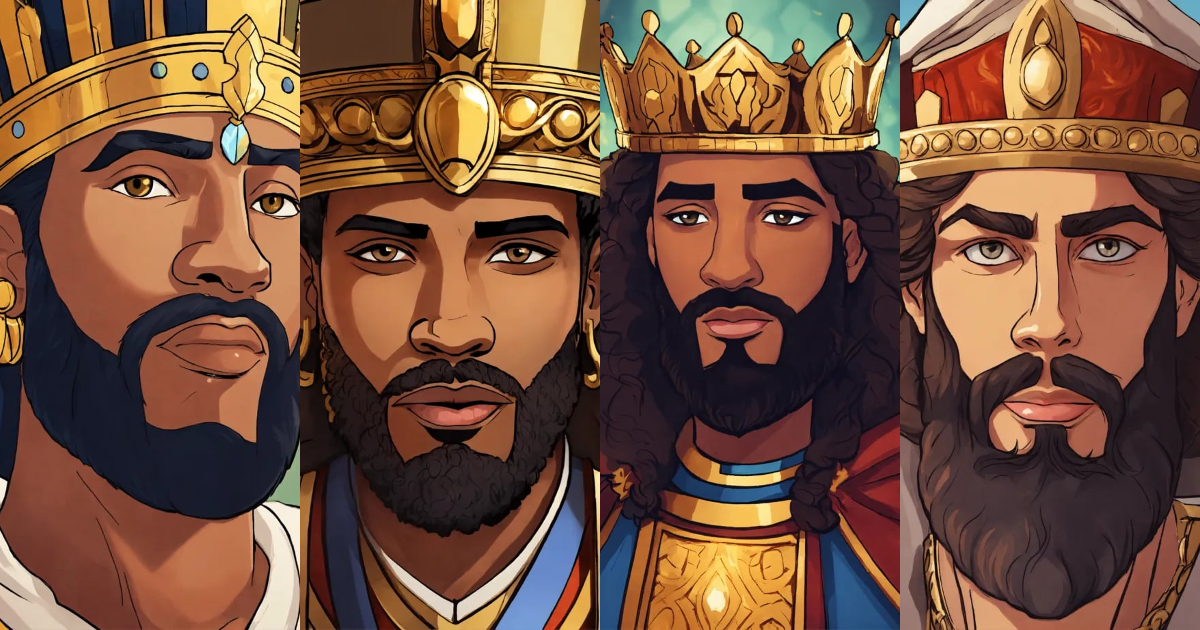 Lexica - 25 year old king joash from the bible, 2d cartoon, face closeup