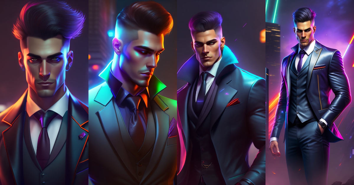Lexica - Man in a suit, sigma, dark, cyberpunk style