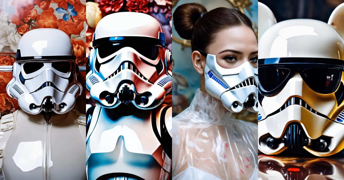 Lexica - Close up portrait Photography, transparent white plexiglass Starwars Stormtrooper with ...