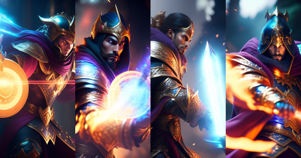 Lexica - Splash art of an armored mage channeling arcane magicks, mana ...