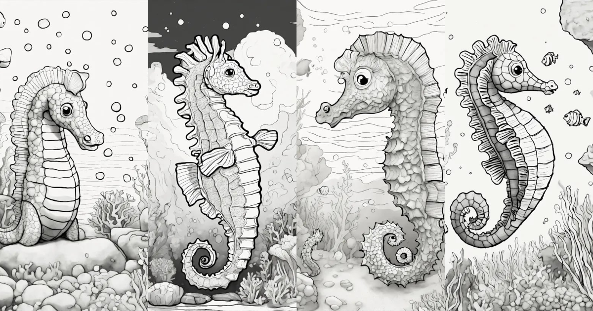 Lexica - Cute Seahorse discovering a new coral formation, for a toddler ...