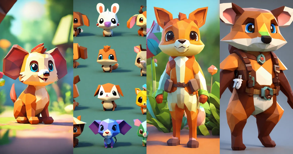 Lexica - Cute animal main character for a 3d platformer game, low poly