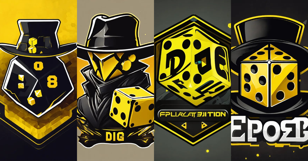 Lexica - An esport logo with a d6 dice, a hat in black and yellow color ...