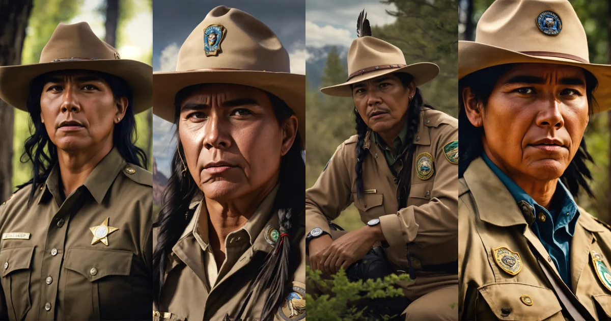 Lexica - PORTRAIT OF AN Native american park ranger scared, REALISTIC ...