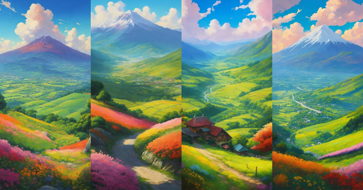 Lexica - Stunning landscape oil painting from Studio Ghibli film, by ...