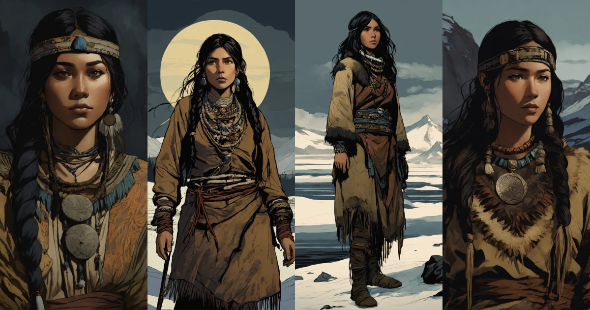 Lexica - Young Chukchi woman in the style of Bernie Wrightson. Olive ...