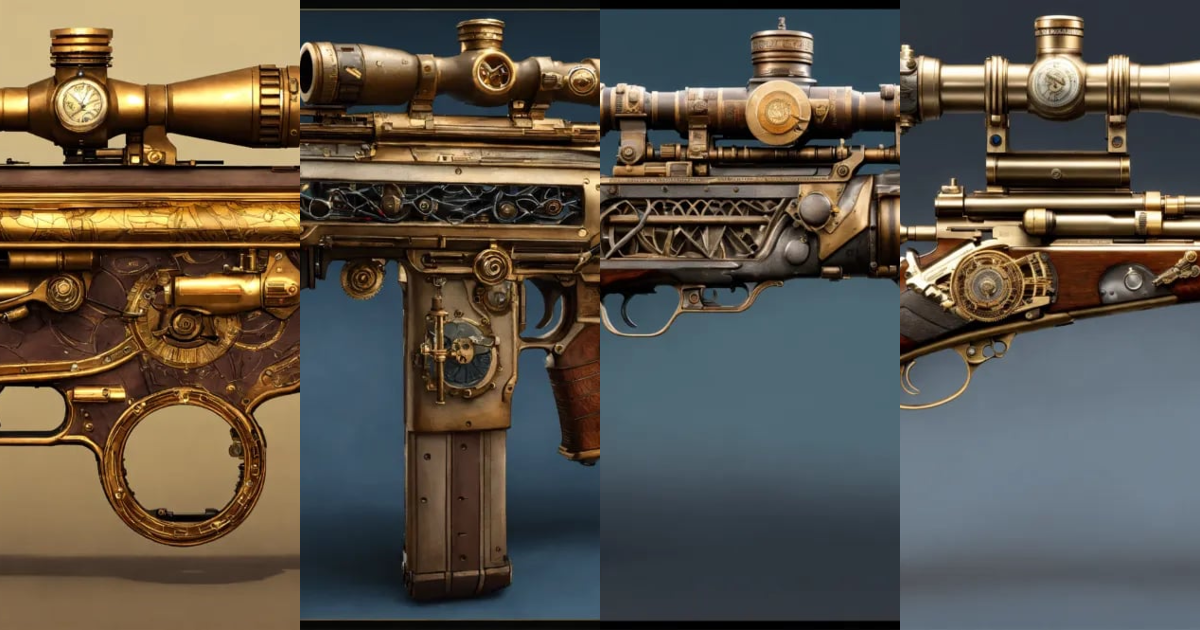 Lexica - Full side view of an ultra detailed realistic steampunk rifle