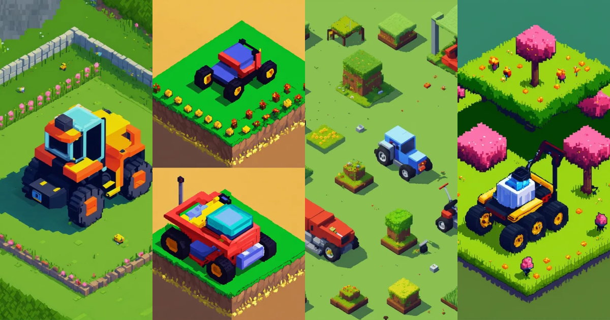 Lexica - Simple pixel art, isometric view, concept animation for a push ...