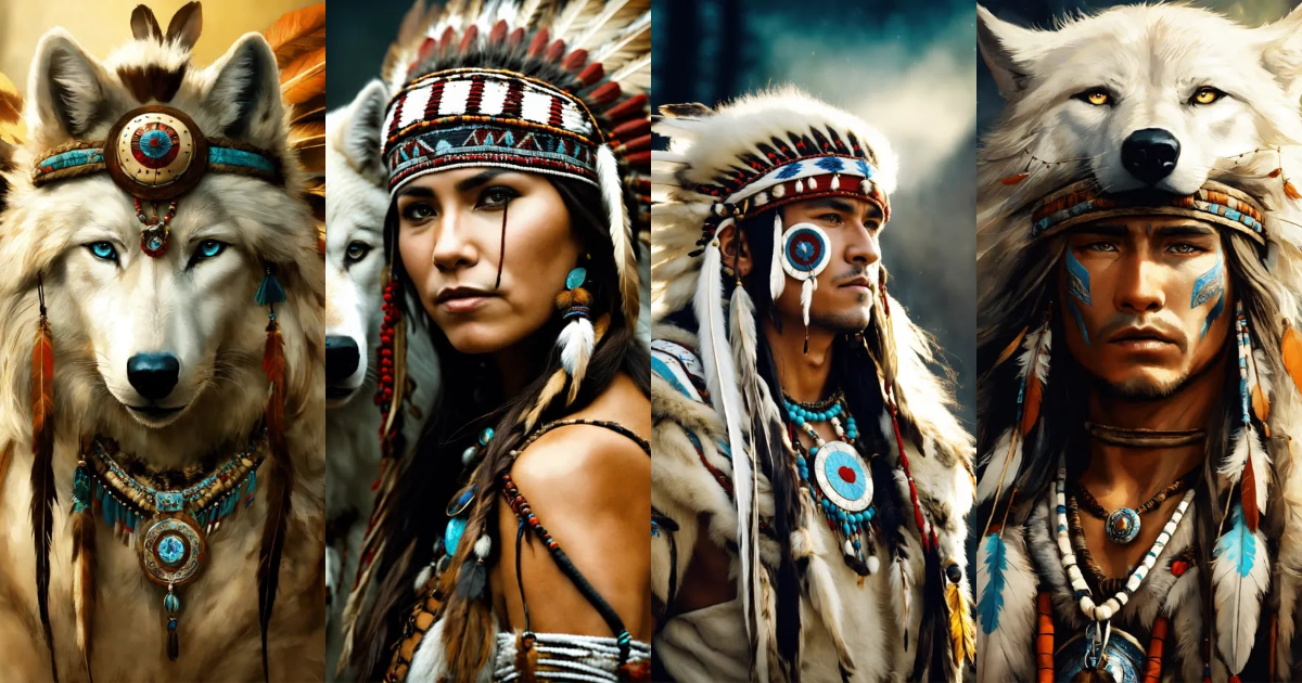 Lexica - White wolf shaman warrior, animal, beautiful picture, native ...