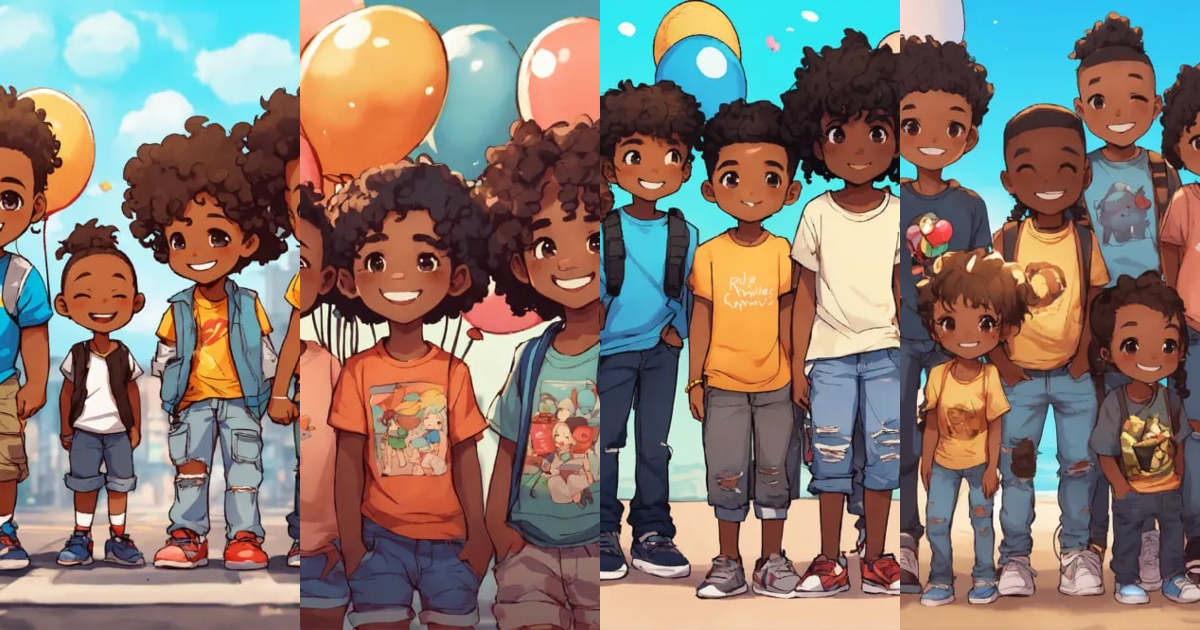 Lexica - The kawaii chibi anime storybook style art, group of smiling 8 ...