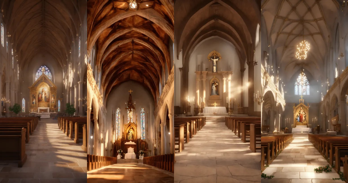 Lexica - Unreal engine render in 16k of Jesus in a Church