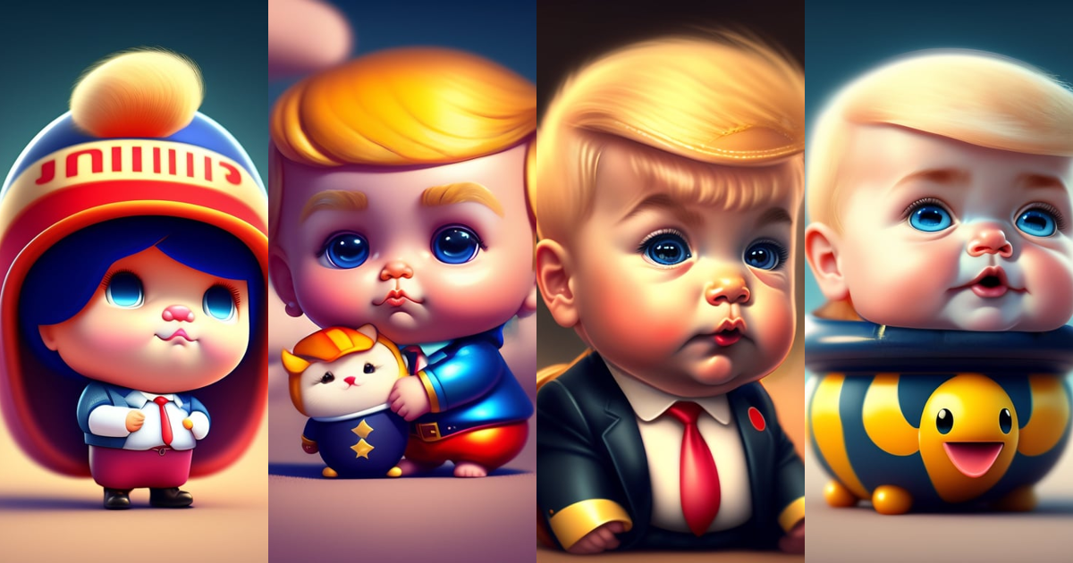 Lexica - Cute and adorable cartoon, donald trump, baby, fantasy ...
