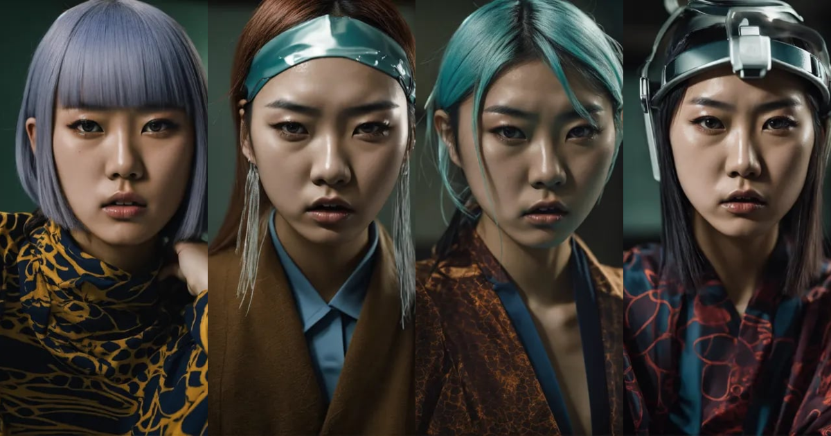 Lexica - Japanese angry fashion model with straight hair wearing a ...