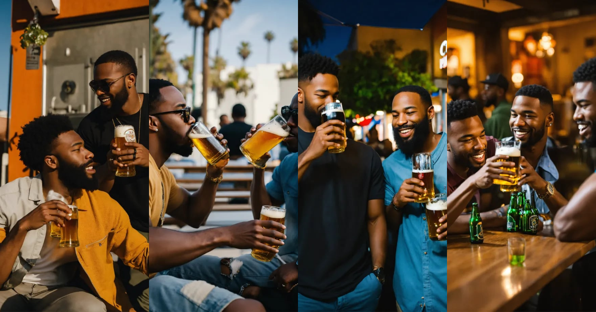 Lexica - Black men drinking beer in los angeles