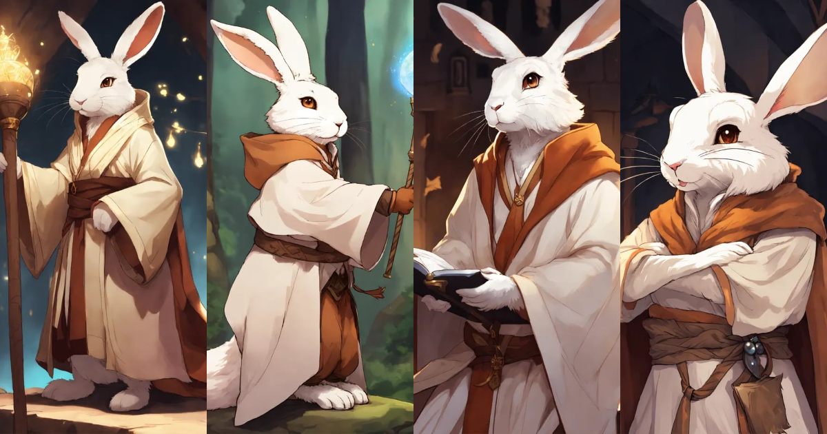 Lexica - Beautiful art, hare wizard, rabbit wizard, white robe, brown ...