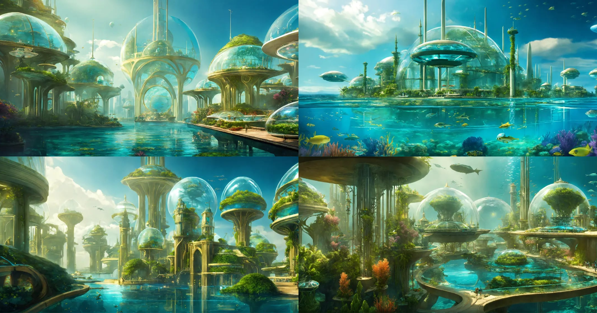 Lexica - Futuristic Underwater city with underwater plantations ...