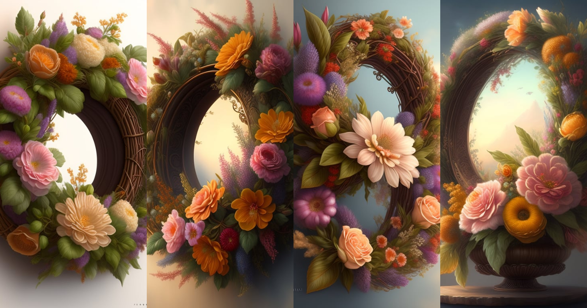 Lexica - A floral wreath in the style of jean - baptiste monge, highly detailed, trending on ...