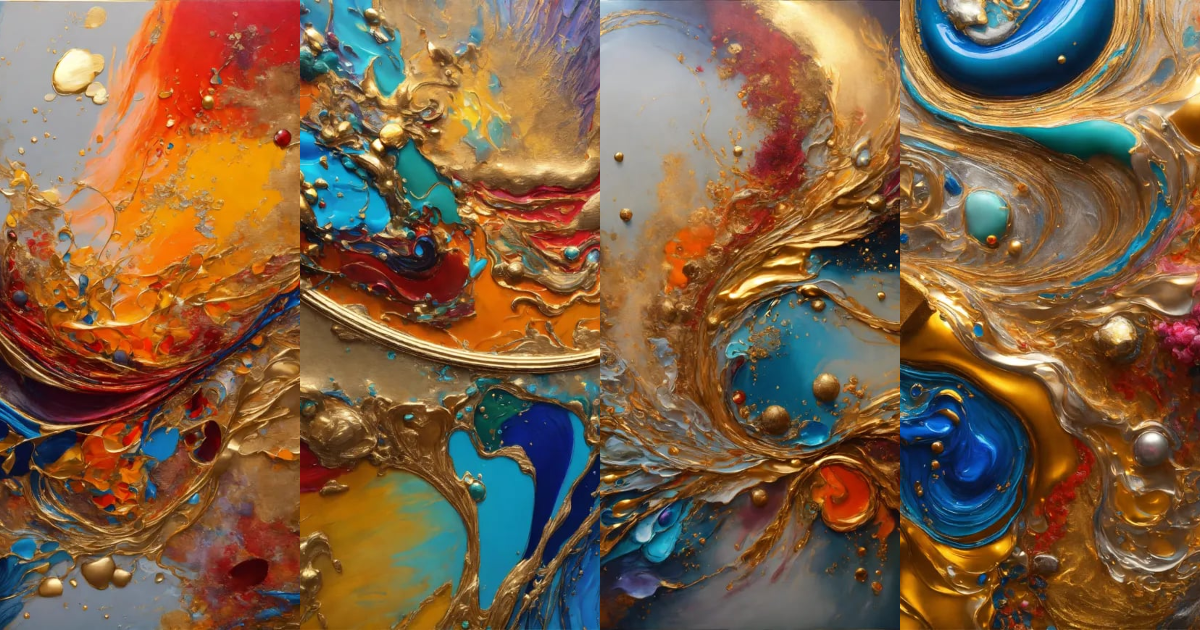 Lexica - Colorful abstract painting oil and water complex complicated ...